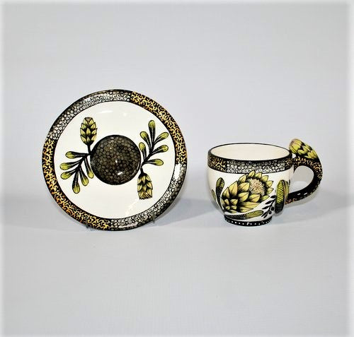Protea cup and saucer – Shabalala Designs